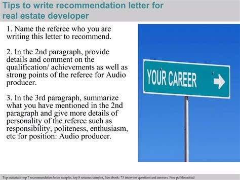 Real Estate Developer Recommendation Letter Ppt