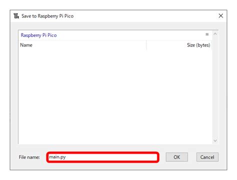 Micropythonスクリプトを「mainpy」で保存する Raspberry Pi Pico起動時に自動実行する