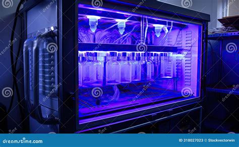 Light Laboratory Room With Beakers With Colourful Fluids Created Using Generative Ai Technology