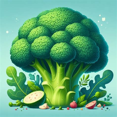 Premium Vector Broccoli Vector Cartoon Illustration