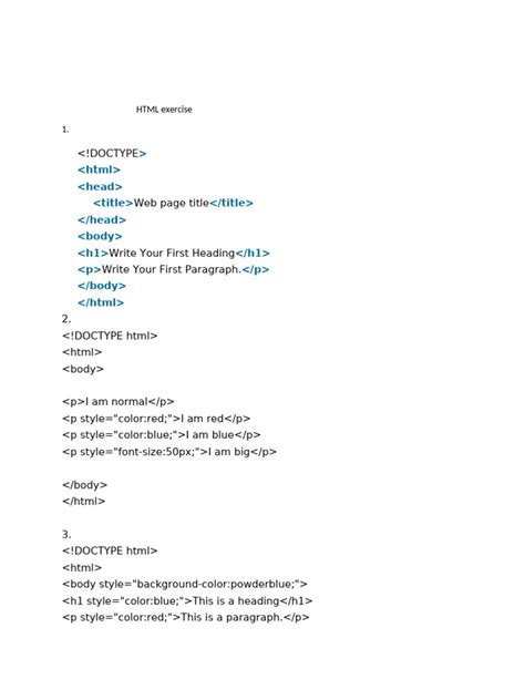 Html Exercise 1 Pdf