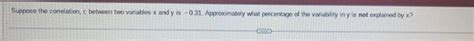 Solved Suppose The Correlation R Between Two Variables X Chegg