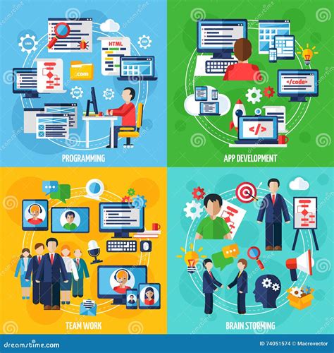 Programmer 2x2 Design Concept Stock Vector Illustration Of Desktop Html 74051574