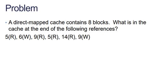 Solved Problem A Direct Mapped Cache Contains 8 Blocks What Chegg Com