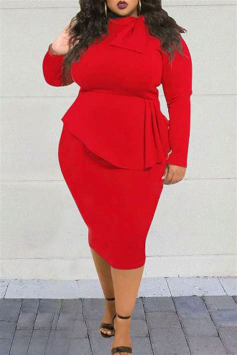 Fashion Sexy Long Sleeve Black Plus Size Dress