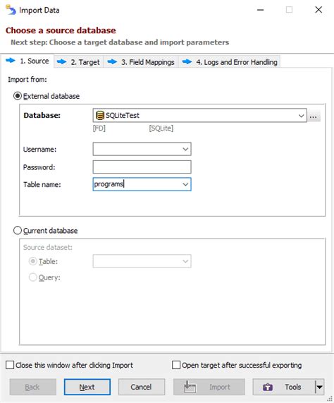 Importing Data Database Tour Documentation