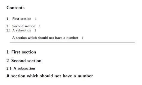 table of contents align numbered and unnumbered entries in toc koma