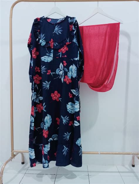 Set Gamis Bunga Hijab Cantik Dan Mayung On Carousell