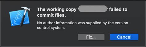 Xcode No Author Information Was Supplied By The Version Control