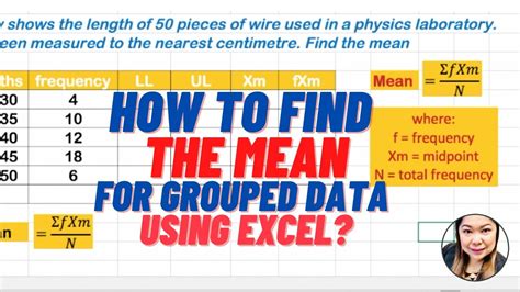 How To Find The Mean For Grouped Data Using Excel Youtube