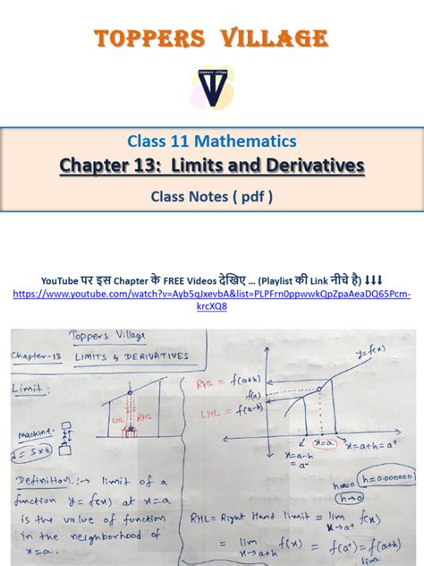 Class Notes Class 11 Maths Chapter 13 Limits And Derivatives Toppers