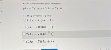 Solved Factor Completely The Given Expression Chegg