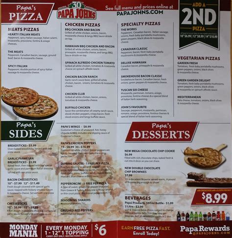 Papa Johns Menu