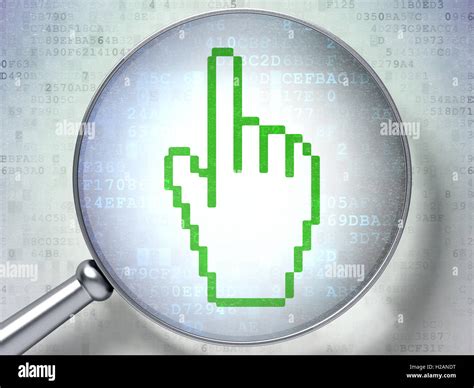 Web Design Concept Mouse Cursor With Optical Glass On Digital