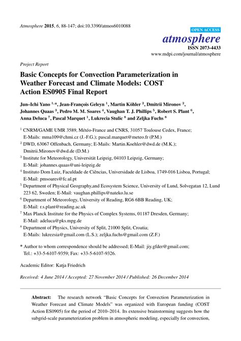 Pdf Basic Concepts For Convection Parameterization In Weather