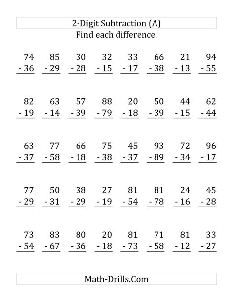 subtract 2 digit numbers with regrouping