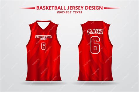 인쇄용 빨간색 농구 저지 디자인 프리미엄 벡터