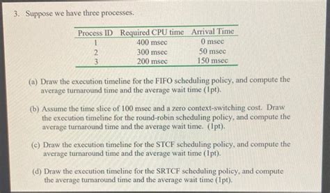 Solved 3 Suppose We Have Three Processes A Draw The