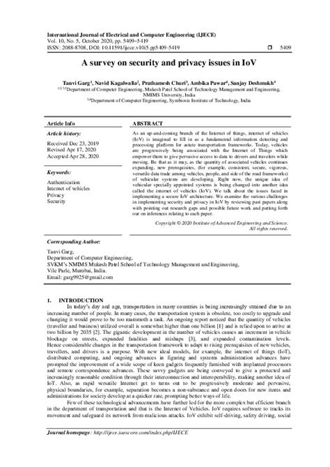 Pdf A Survey On Security And Privacy Issues In Iov