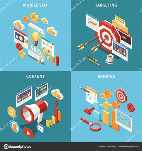 Isometric Web Seo Icon Set Stock Vector By ©macrovector 249559332