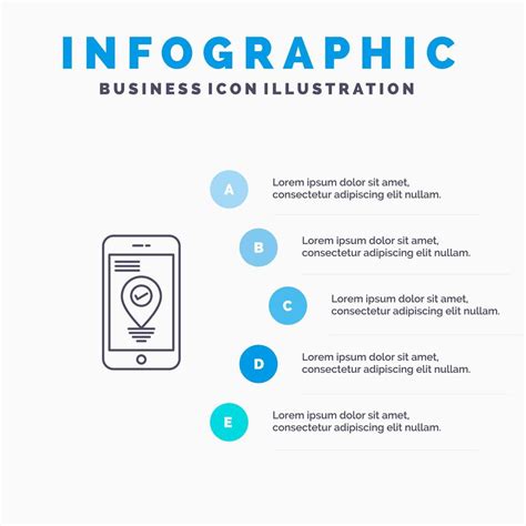 Navigation Location Pointer Smartphone Line Icon With 5 Steps