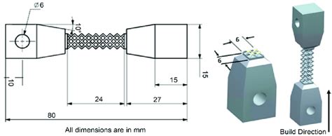 Cad Representation And Dimensions Of Tensile Test Specimen Design