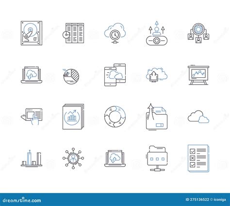 Data And Computer Outline Icons Collection Data Computer Analysis Science Networking
