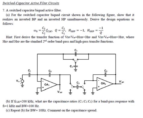 Switched Capacitor Active Filter Circuits A Chegg Com