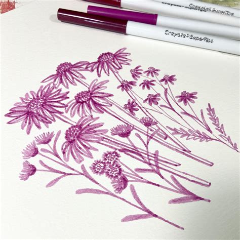 Purple Flowers Art Drawing Best Flower Site
