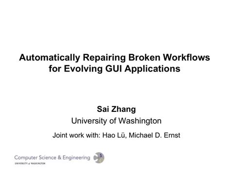 Ppt Automatically Repairing Broken Workflows For Evolving Gui
