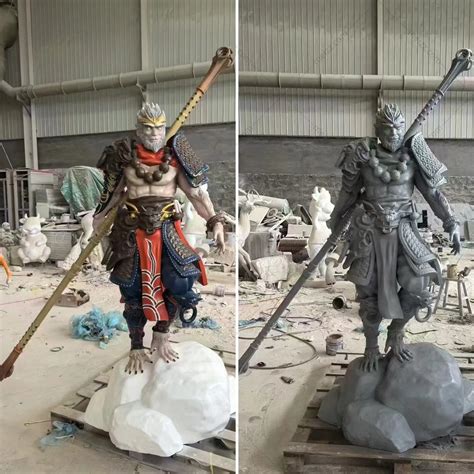 Life Size Fiberglass Black Myth Wukong Statue Meizz Sculpture Factory