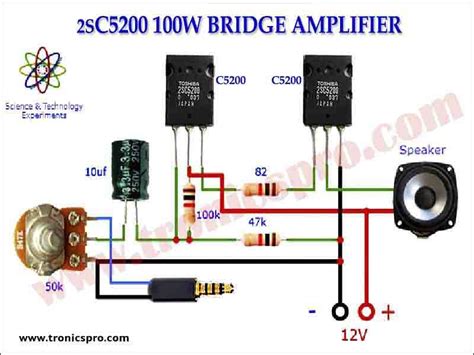 100w C5200 Bridge Amplifier Circuit Diagram Tronicspro Circuit Diagram Audio Amplifier