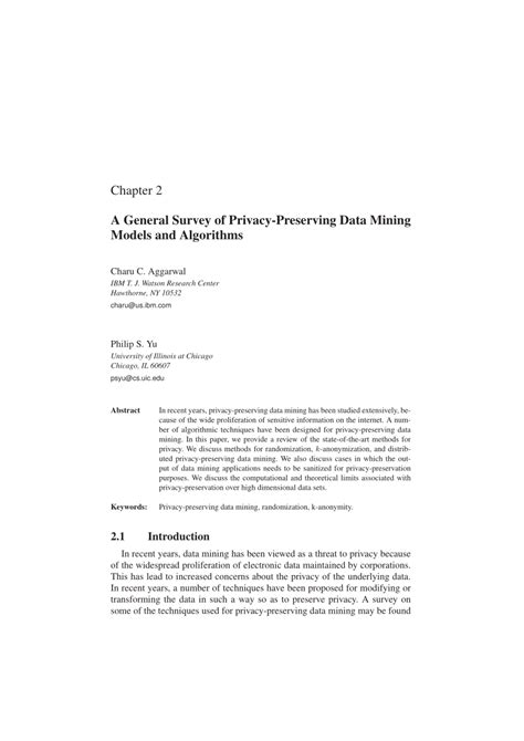 Pdf A General Survey Of Privacy Preserving Data Mining Models And