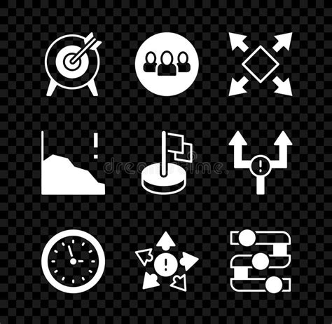 Set Target Project Team Base Many Ways Directional Arrow Clock Graph Chart Diagram