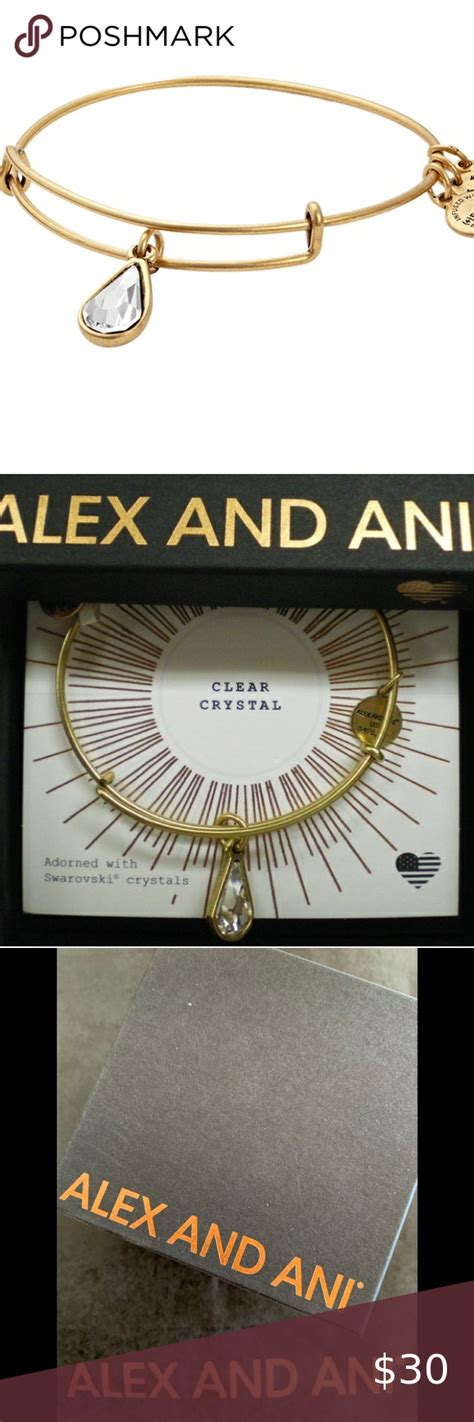 Alex And Ani April Swarovski Charm Bangle Gold New Gold Bangles