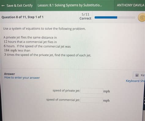 Solved Save And Exit Certify Lesson 81 Solving Systems By
