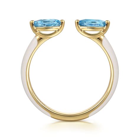 Shop 14k Yellow Gold Marquise Blue Topaz Open Stackable Ring With White