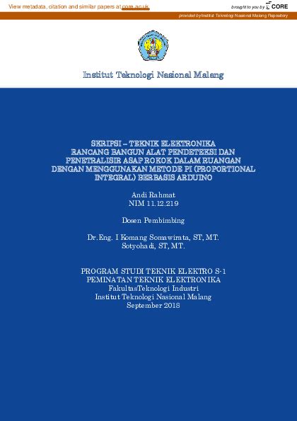 Pdf Rancang Bangun Alat Pendeteksi Dan Penetralisir Asap Rokok Dalam Ruangan Dengan