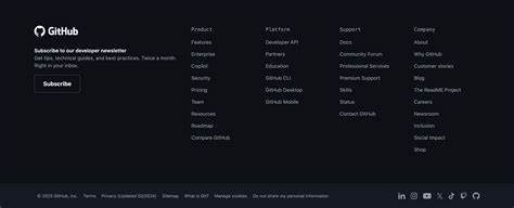 Github Home Page Section Footer Footer Section Design Design