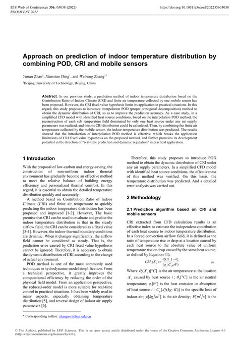 Pdf Approach On Prediction Of Indoor Temperature Distribution By Combining Pod Cri And Mobile
