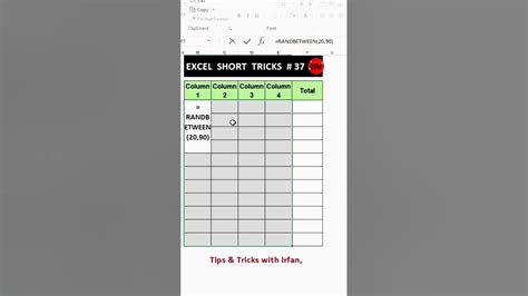 how to use randbetween formula in excel irfansbe exceltutorial youtube