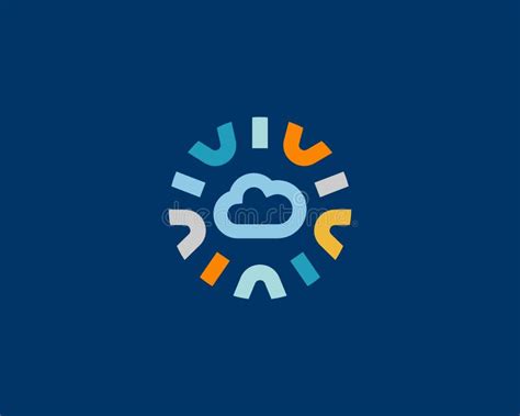 Cloud Logo Data Storage Logotype In A Frame From Colored Shapes Weather Forecast Icon Upload