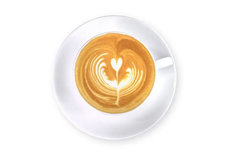 흰색 세라믹 컵에 아름다운 라떼 아트와 뜨거운 라떼 커피의 상단보기는 클리핑 경로와 흰색 배경에 고립 가득 찬에 대한 스톡 사진 및 기타 이미지 Istock