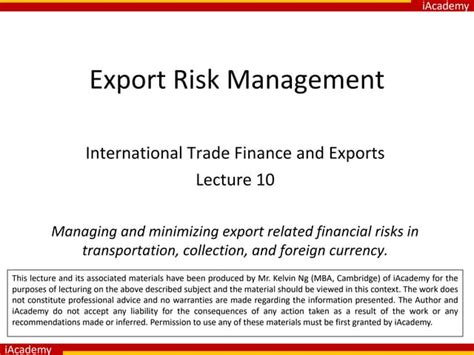 Lecture 10 Export Risk Management Lecturer 140908pptx