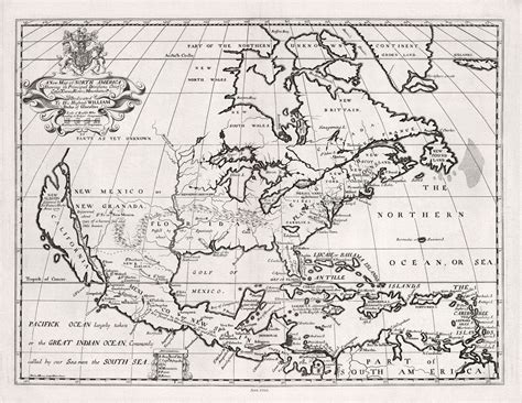 A New Map Of North America 1700 Wells Auth Map On Durable Cotton