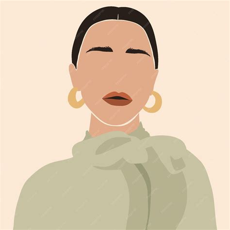 추상 손으로 그린 여자 초상화 그림 무료 벡터