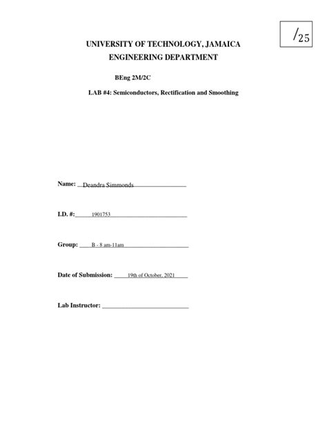 Lab 4 Semiconductor Rectification And Smoothing Download Free Pdf