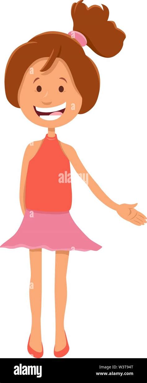 Cartoon Illustration Of Happy Pretty Teen Girl Character Stock Vector Image And Art Alamy