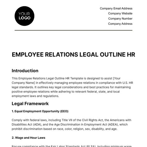 Employee Relations Legal Outline Hr Template Edit Online And Download Example