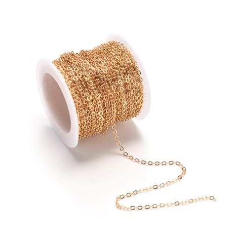 Brass Cable Chain Flat Oval Light Gold 22x19mm Qty 10m Roll